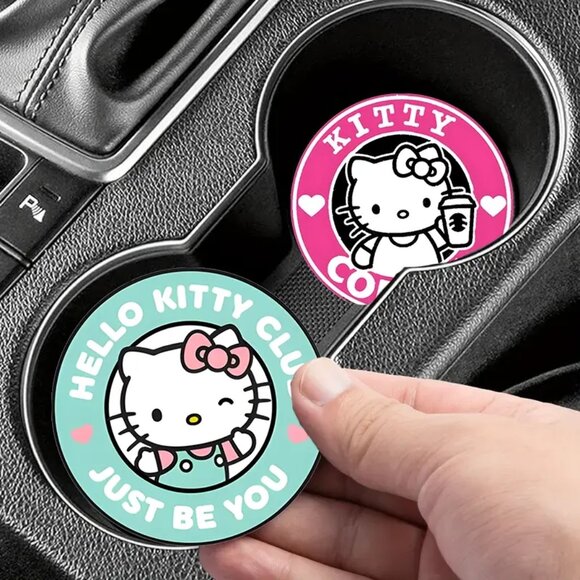 Other | Hello Kitty 2pcs Car Coaster Set Cute Cartoon Design Washable ...